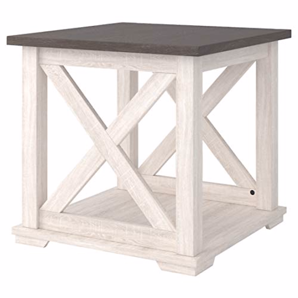 Signature Design by Ashley Dorrinson Square Modern Farmhouse End Table, Two Tone White & Brown
