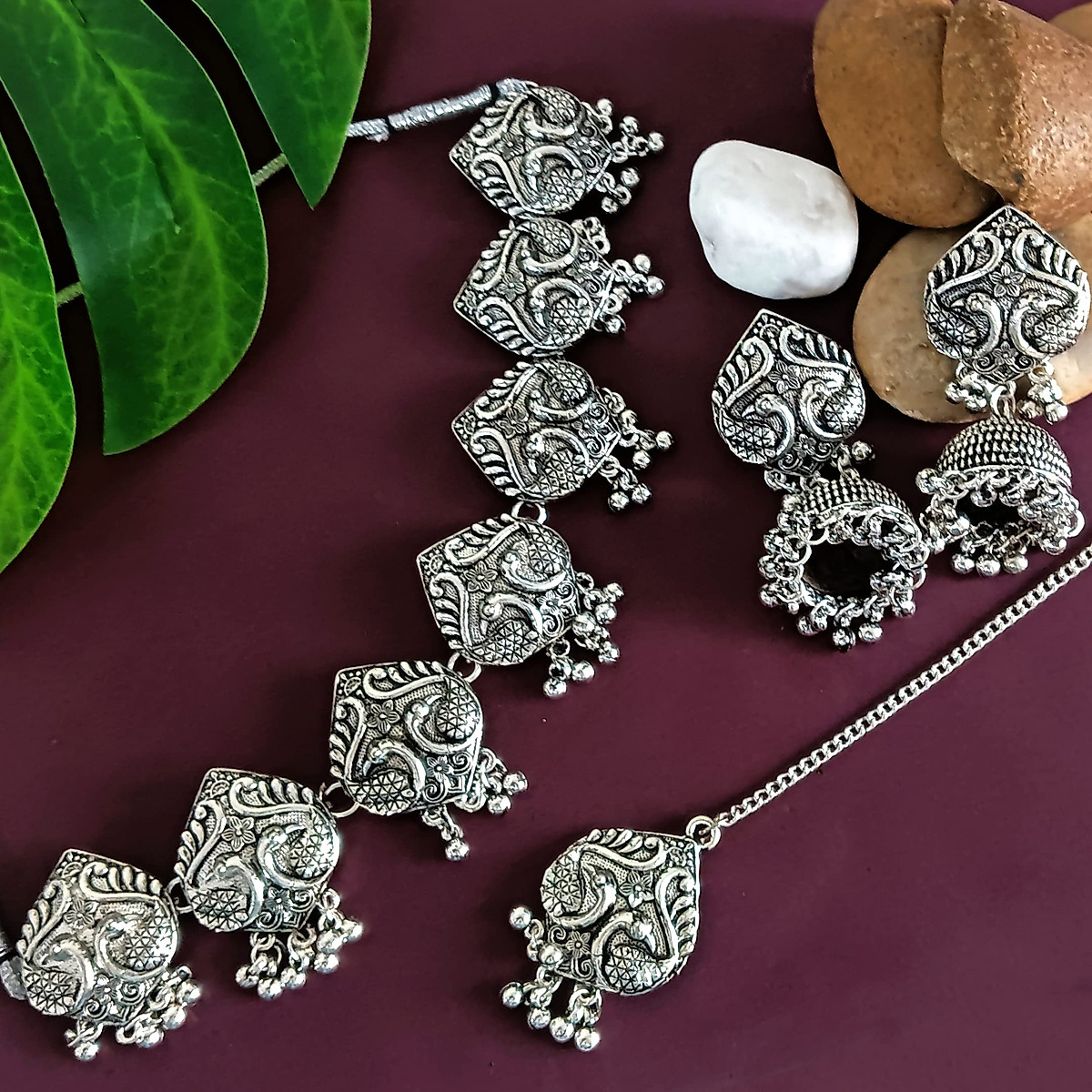 Efulgenz Oxidized Necklace Jewelry Indian Boho Vintage Antique Oxidized Necklace for Women