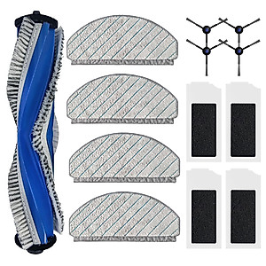 17 Pack Accessories Compatible with Yeedi C12 PRO PLUS Robot Vacuum.1 Main Brush,4 side brushes,4 Filters,4 mop pads
