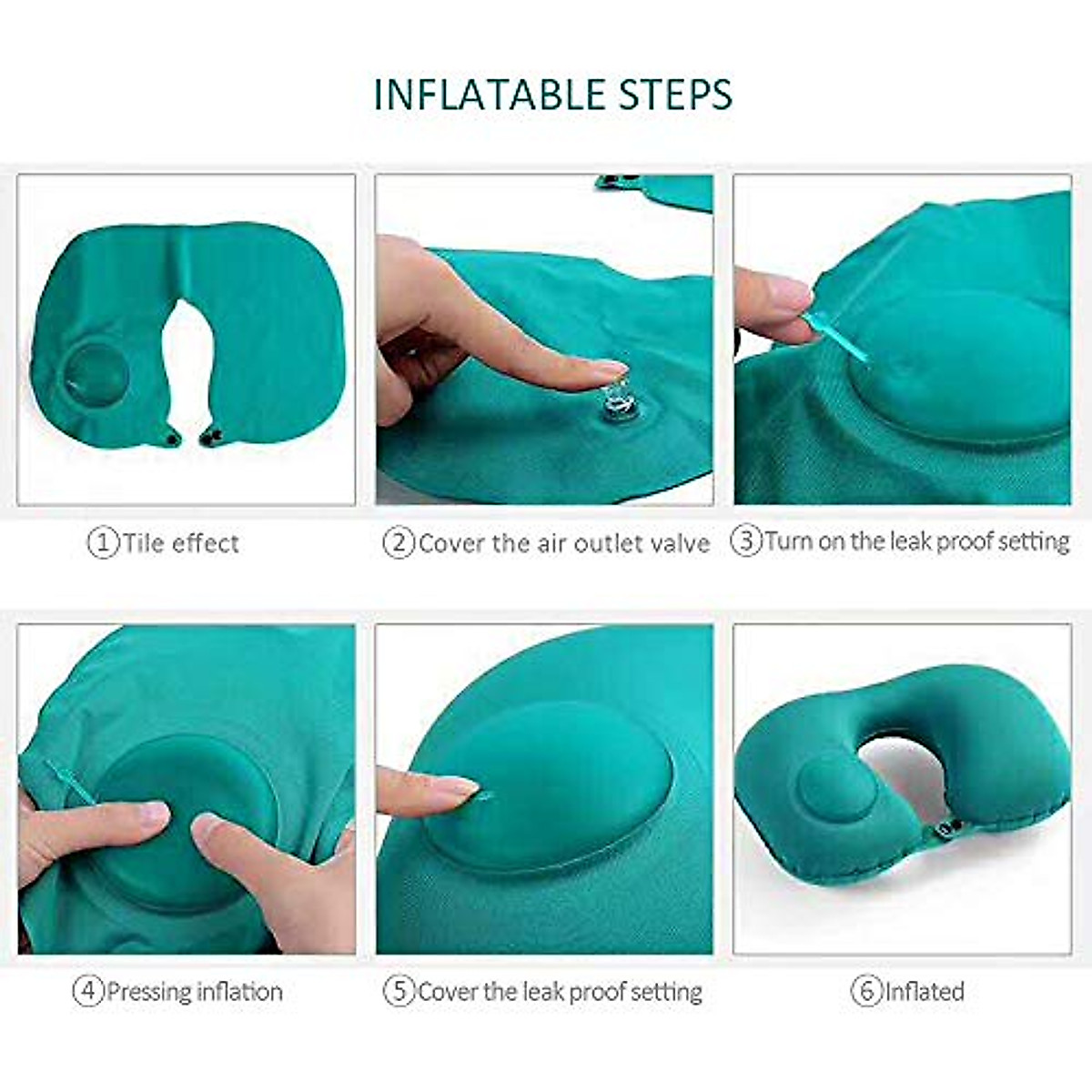 Inflatable Travel Pillow, 2019 New Pressing U-shaped Neck Pillow, Portable Sleeping Pillow for Airplane, Train, Car, Office (Navy)