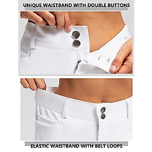 Viodia Women's Golf Pants with Zipper Pockets 7/8 Stretch Ankle Pants for Women Travel Casual Work White