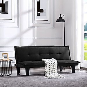 Tulib Convertible Sofa Bed, Folding Futon Sofabed with 3 Adjustable Positions for Living Room, Home, 63.8” x29.9”x 28.3”, Black