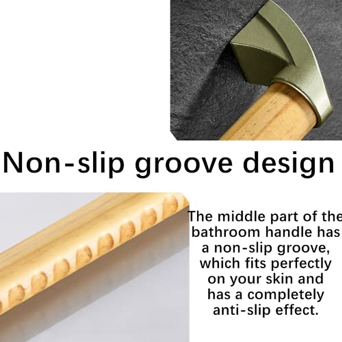 Wooden Grab Bar Wall Mounted Durable Grab Rails for Home Bathroom Withstand 80-100kg(Size:34cm/13.39inch)