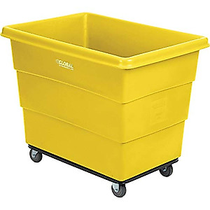 Global Industrial 16 Bushel Plastic Bulk Box Truck, Steel Chassis Base, Yellow, 42-3/5"L x 30" W x 35-3/5"H