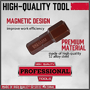 25-Piece Hex Bit Set - Premium Allen Key Drill Bit Set, Durable Allen Wrench Drill Bits, Hex Ket Drill Bit Set & Quick Change Bit Holder, SAE Metric Hex Drill Bit Set Strong Magnetic Tips