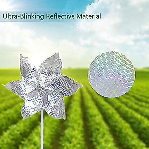 SUNPRO Reflective Pinwheels,10-Pack Extra Sparkly Pinwheels for Garden Decor, Pinwheels for Kids,Scare Birds Away from Garden Yard Patio Lawn Farm (10 Pack).
