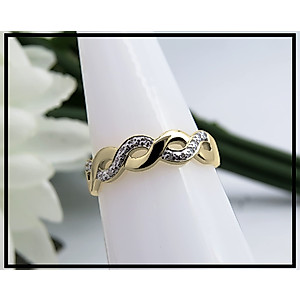 Dazzlingrock Collection 10kt Yellow Gold Women's Round Diamond Woven Twist Ring 1/12 ctw