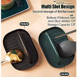 Spoon Rest, Spoon Rest for Stove Top, Cooking Ladle/Spatula/Spoon Holder for Countertop, Utensil Rest for Countertop, Kitchen and Grill Utensil and Lid Holder【Food Grade Plastics】