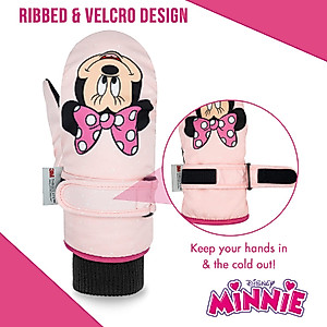 DISNEY Minnie Mouse Toddler Mittens Ages 2-4, Waterproof Toddler Gloves, Kids Snow Mittens, 3M Thinsulate Gloves Ski Mittens