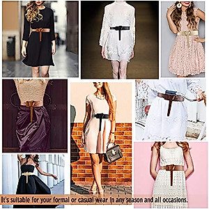 CHIC DIARY Women Fashion Knot Belt for Dress Jeans PU Leather Tie Waist Belt No Buckle Cinch Belt (Beige)