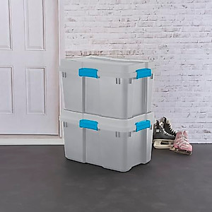 Sterilite 30 Gal Gasket Tote, Heavy Duty Stackable Storage Bin with Latching Lid, Plastic Container to Organize Basement, Gray Base and Lid, 3-Pack