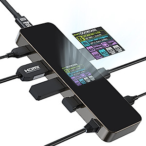 DOCKCASE Visual Smart USB C Hub (8-in-1) with HDMI Port 4K@60Hz, 100w PD Power Delivery, 4 USB-A Data Ports, Gigabit Ethernet Port, 1 10Gbps USB-C Data Port for MacBook Air/Pro, ipad Pro,Dell XPS