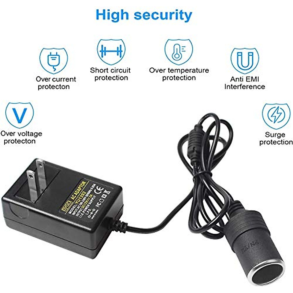 BYGD AC to DC Converter, 100V ~ 240V to 12V 2A 24W, Car Cigarette Lighter Socket AC/DC Power Supply Adapter Transformer for Low-Power Car Devices, Car