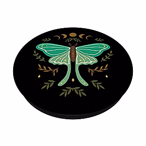 Celestial Luna Moth Witchy Folk Art Botanical Moon Phases PopSockets Swappable PopGrip