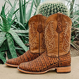 Soto Boots Mens American Gator Belly Print Boots H50035 (Tan,12)