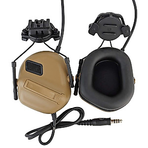 ATAIRSOFT Tactical Headset Unlimited Power Intercom with Microphone Waterproof Hunting Shooting Headphones Earmuff No Noise Reduction Function (Tan)