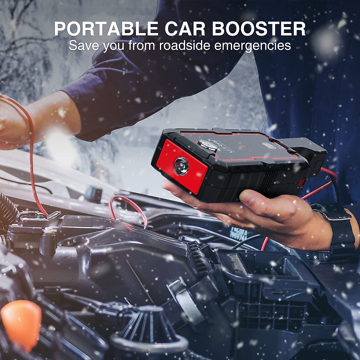 UTRAI Portable Car Jump Starter 59200 mWh 2000A Peak (Up to 8L Gas, 6.5L Diesel Engine) 12V Auto Car Battery Charger Jump Starter Booster Pack with Smart Jumper Cables, USB Quick Charge and Flashlight