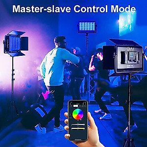GVM 65W RGB Video Light with Bluetooth Control, 1300D LED Video Lighting Kit, 25000lux/0.5m, 360° Full Color Photography Lighting Kit, 3 Packs Led Panel Light for YouTube, Web Conference, Streaming