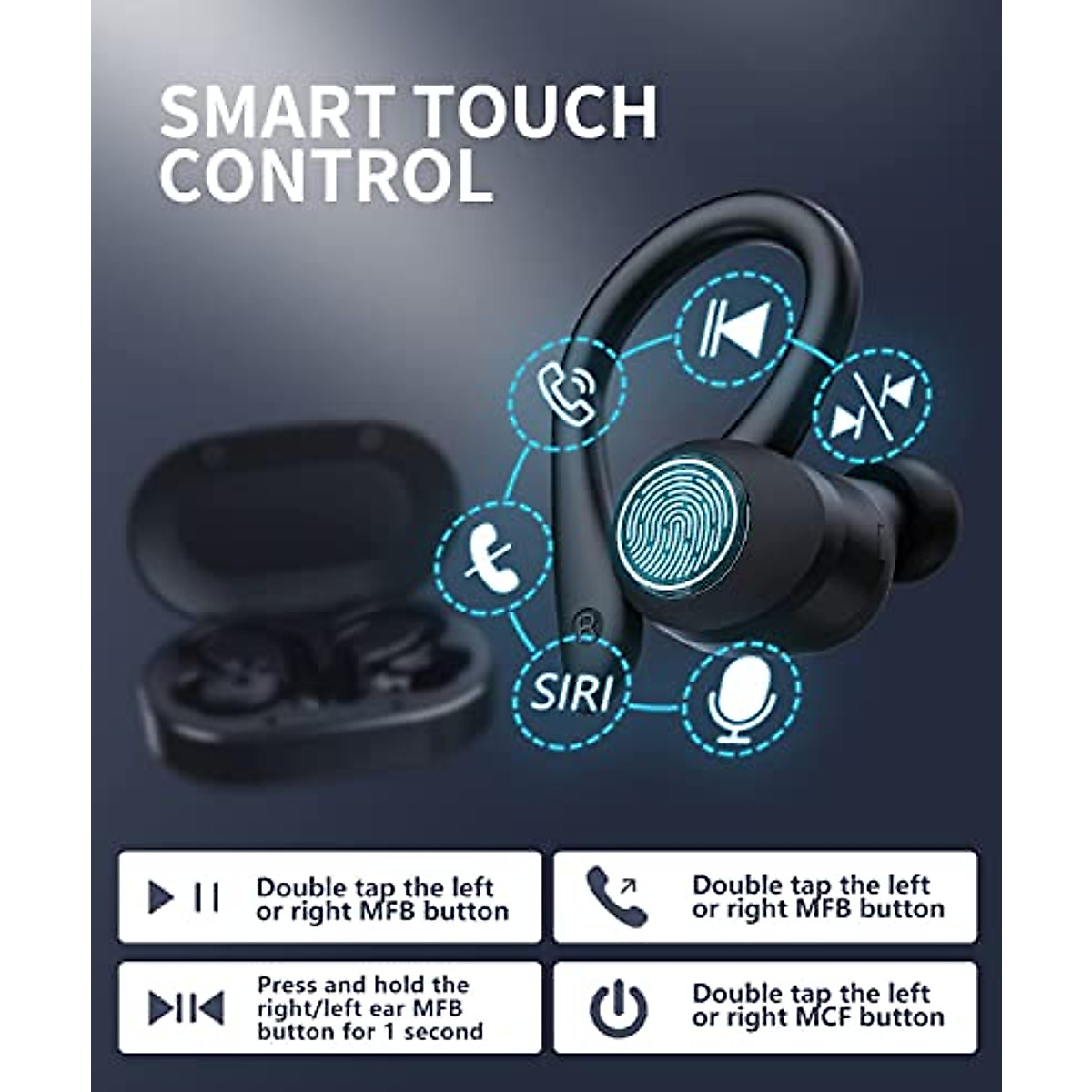 EUQQ Wireless Earbuds Bluetooth 5.3 Headphones for Sports 42Hrs Playtime HiFi Stereo Earphones Noise Cancelling Bluetooth Wireless Ear Buds with Mic for Running audifonos Bluetooth inalambricos