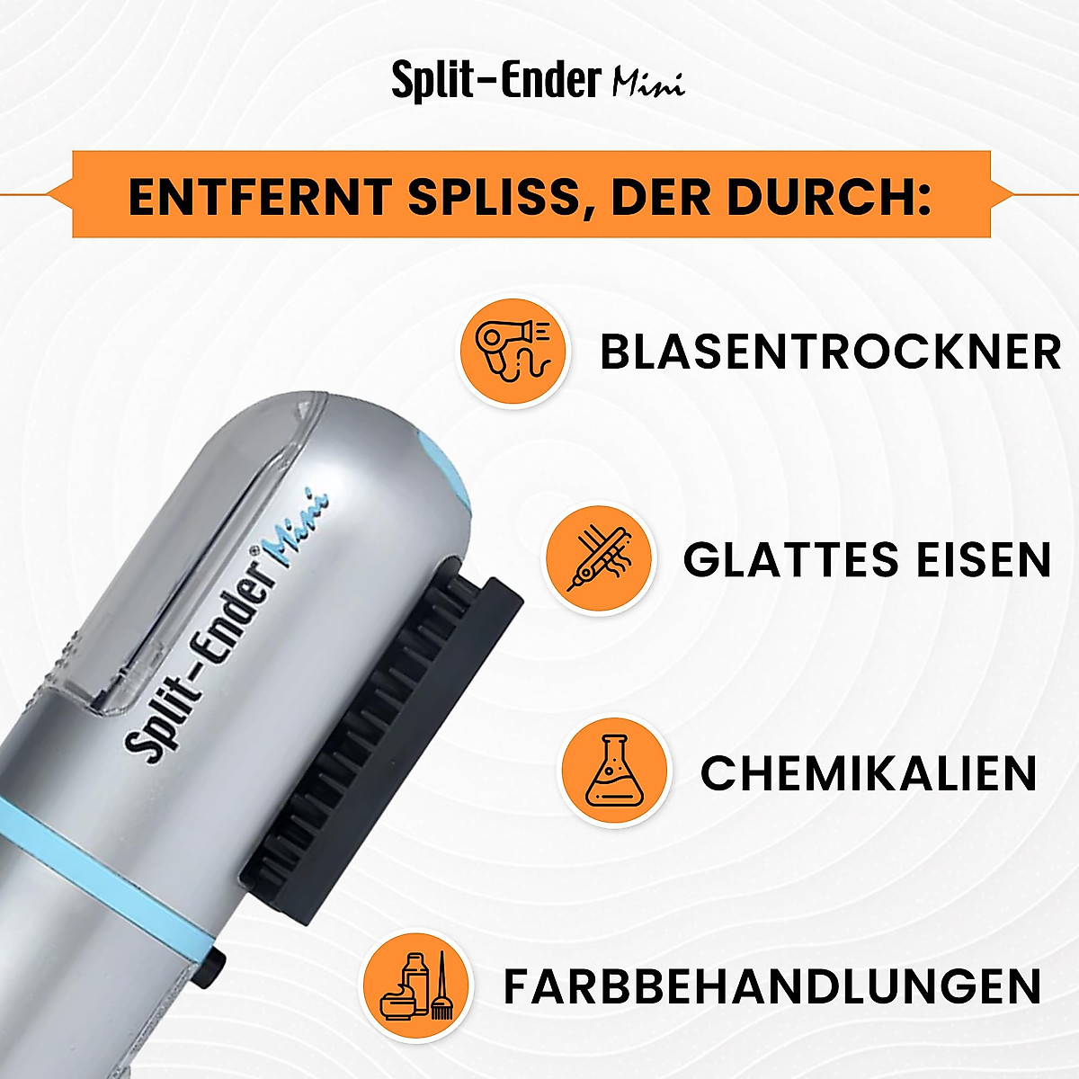 Split-Ender Mini - The Original Cordless Split End Hair Trimmer Automatic 3 AAA Battery Home Care Clipper 2-in-1 for Dry Damaged Splitting Broken Brittle Straight Curly Frizzy Beauty Styling - Blue