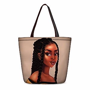 Womens Girls African American Tote Travel Bag Black Girl Shoulder Handbag For Work Travel Business Beach Shopping School