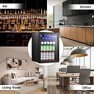 Antarctic Star 100 Can Beverage Refigerator/Mini Wine Cellar Fridge for Soda Beer or Wine,Small Drink Dispenser, for Office or Home,Freestanding, 2.6 Cu. Ft.Black