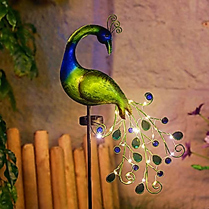 Solar Garden Lights Metal Decorative Garden Stakes Waterproof Peacock Solar Stake Light for Outdoor Patio Yard Pathway