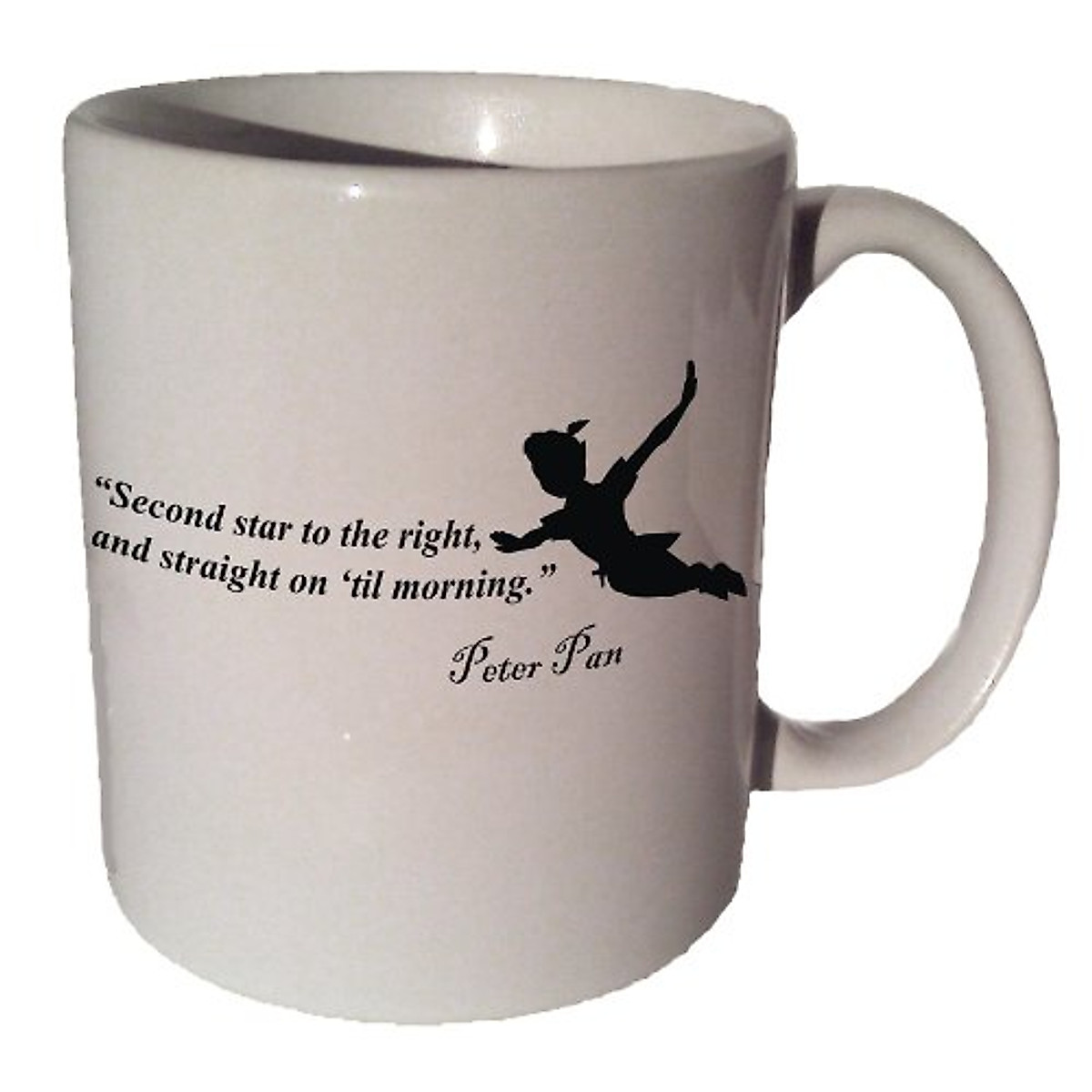 JINDOOY Second Star to The Right, and Straight on 'Til Morning Quote Coffee Tea Ceramic Mug 11 Oz L