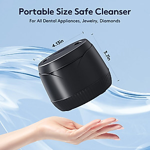 Ultrasonic U-V Cleaner for Dentures, Retainer, Mouth Guard, Aligner, Whitening Trays, Toothbrush Head, 45kHz Ultrasonic Retainer Cleaner Machine for All Dental Appliances, Jewelry, Diamonds