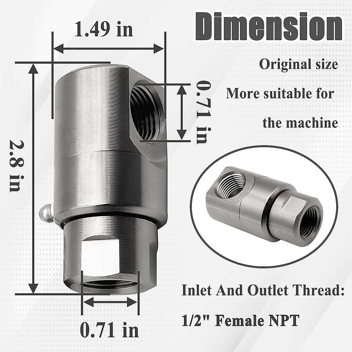 5024-Ni-AL 1/2 Inch Hose Reel Swivel Fitting Replacement, Swivel Fitting for Hose Reel 9SS8FP50XFP50-Ni-AL