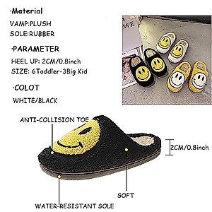 YJJY Kids Smile Face Slippers Girls Slippers for Kids Boys Soft Lightweight Cozy Indoor and Outdoor, White Kids, 12-13 Little Kid