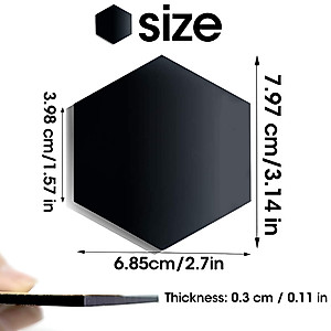 Reofrey 25Pcs Acrylic Sheets Black Hexagon Acrylic Place Cards for Wedding Party Table Special Seat Guest Blanks Handwritten Calligraphy Name Escort Card Signature Logo Signs DIY Label Banquet Decor