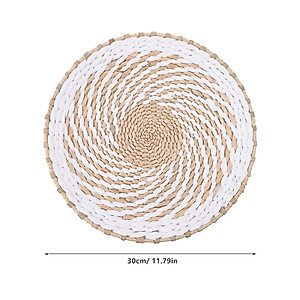 Kichvoe Woven Wall Hanging Baskets Decorative Rattan Basket Rattan Basket Wall Decor Wall Basket Decor Unique Wall Decor Woven Wall Plate Decor Basket Wall Art Grass Round Wall Decoration