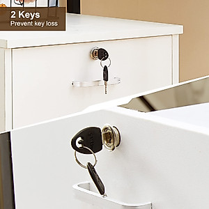 TUKAILAi Mobile File Cabinet with 3 Drawers, Under Desk Rolling Filing Cabinet with 4 Wheels for Letter/Legal / A4 Size, Wooden Stationery Storage Cabinet for Home Office (White)