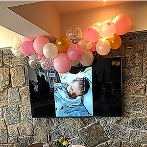 Pink Gold Balloon Garland Kit, Including Chrome Gold, Ivory, Baby Pink & White Gold Confetti Balloons Decorations Backdrop Ideal for Girls Birthday Baby Bridal Shower Party Decorations