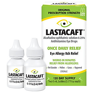 LASTACAFT Once Daily Eye Allergy Itch Relief Drops, 120 Day Supply, 0.17 Fl Oz (Pack of 2)