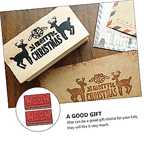 Abaodam Christmas Wooden 6 Pcs Christmas Deer Seal Making Stamp Christmas Album Christmas Stamper Wooden Craft Stamp DIY Stamper for Stamps Gift Seal Stamps Wood Stamper Elk Cake