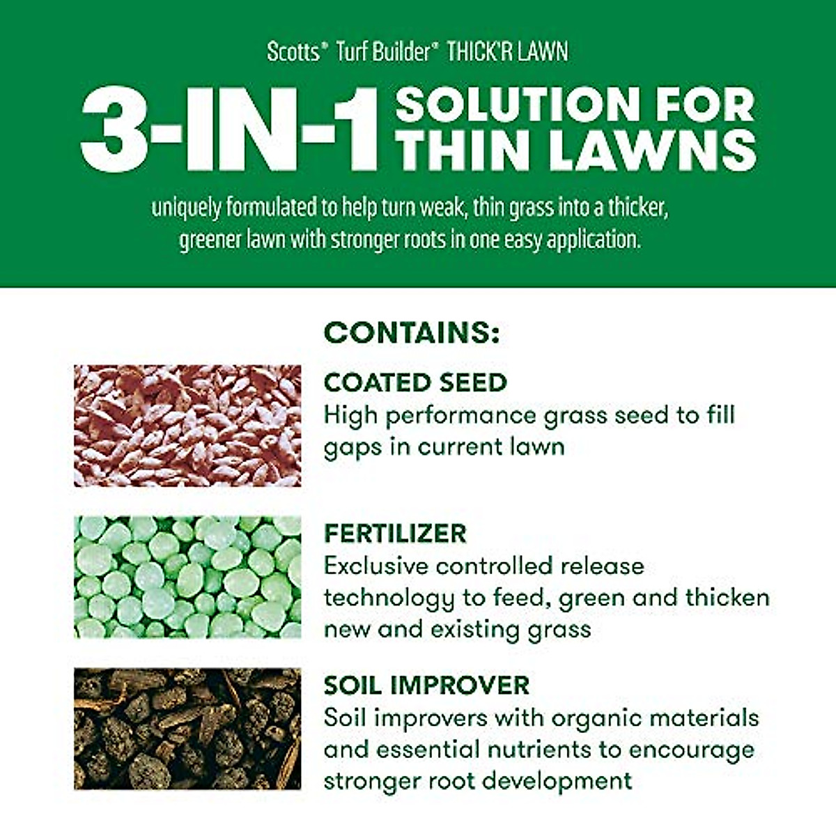 Scotts Turf Builder THICK'R LAWN Grass Seed, Fertilizer, and Soil Improver for Bermudagrass, 1,200 sq. ft., 12 lbs.