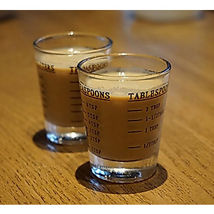 Shot Glasses Measuring cup Liquid Heavy Glass Wine Glass Espresso Shot Glass 26-Incremental Measurement 1oz, 6 Tsp, 2 Tbs, 30ml (2 pack-black 30ml)