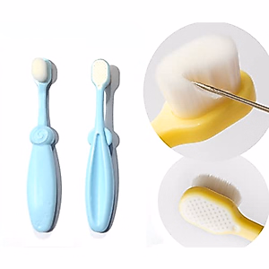 Extra Super Soft Nano Toothbrush for Toddlers and Children by The Smiling Whale, Micro Fine Nano Bristles for Sensitive Gums for Baby and Kids, Duo Functions with Tongue Cleaner (Blue)