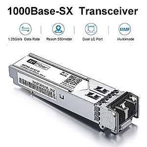 1.25G Multimode SFP LC Module, 1000Base-SX SFP Transceiver, MMF 850nm, 550m, DDM, for Netgear AGM731F, Mikrotik S-85DLC05D, Ubiquiti UniFi UF-MM-1G, Intel and More, 2 Pack