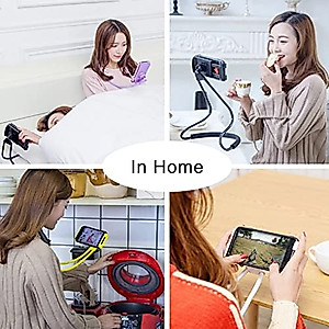 WenffbBou Flexible Universal Mobile Phone Stand, Long Arms Lazy Bracket, Hanging on Neck Universal Mobile Phone Stand for Mobile Phone iPad PC Desktop (Black)
