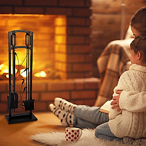 Harmiden 5 Pieces Fireplace Tools Set Indoor Fire Place Accessories Hearth Wood Stove Outdoor Fire Pit Tool Set