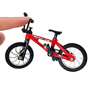 Metal Finger Bike Mountain Bike Toys Functional Kids Finger Bicycle Mini Finger BMX Set Gift for Kid (Red)