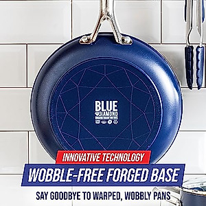 Blue Diamond Cookware Diamond Infused Ceramic Nonstick 8" Frying Pan Skillet, PFAS-Free, Dishwasher Safe, Oven Safe, Blue