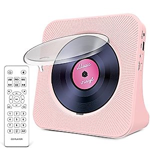 Greadio CD Player Portable with Bluetooth 5.0, HiFi Sound Speaker, CD Music Player with Remote Control, Dust Cover, FM Radio, LED Screen, Support AUX/USB, Headphone Jack for Home, Kids, Kpop, Gift