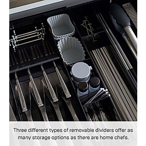 YAMAZAKI Home Expandable Cutlery Kitchen Angled Utensils Storage Multi-Compartment Silverware Organizer Drawer Insert Tray, Plastic, Adjustable, Expandable, No Assembly Req.