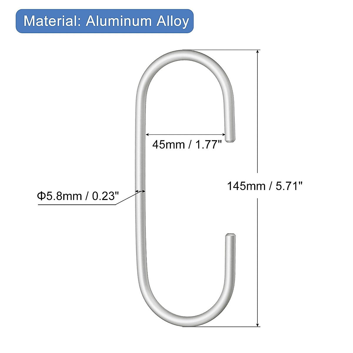 uxcell C Hooks, 8Pcs 5.7'' - Aluminum Alloy C-Shaped Hanger Hook, C Hooks for Hanging Clothes Towels Shoe Scarf Bag (Silver)