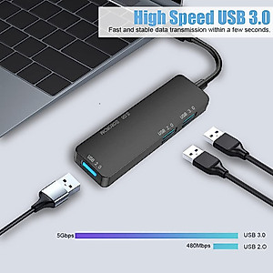 USB C Hub, 5 in 1 USB Type C Hub Adapter to 1 USB 3.0 Port/ 2 USB 2.0 Ports and SD/TF Card Reader for PC, Laptop, MacBook, and Smartphones