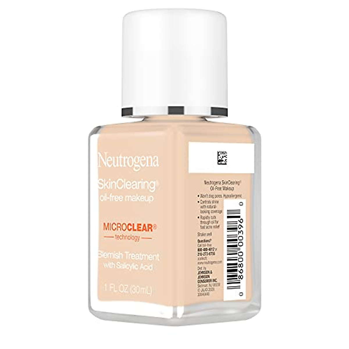 Neutrogena SkinClearing Oil-Free Acne and Blemish Fighting Liquid Foundation with Salicylic Acid Acne Medicine, Shine Controlling, for Acne Prone Skin, 30 Buff, 1 fl. oz